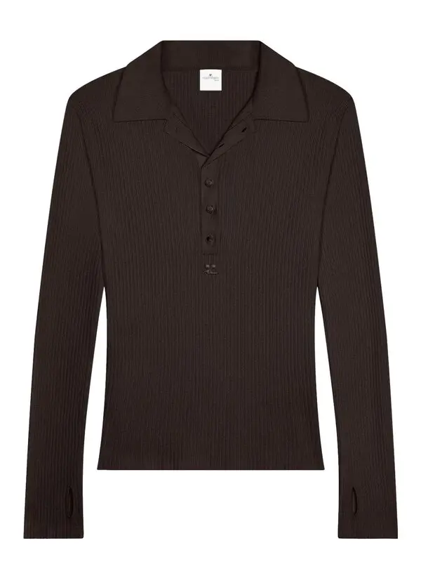 COURREGES Cootn-wool Blend Polo - Brown