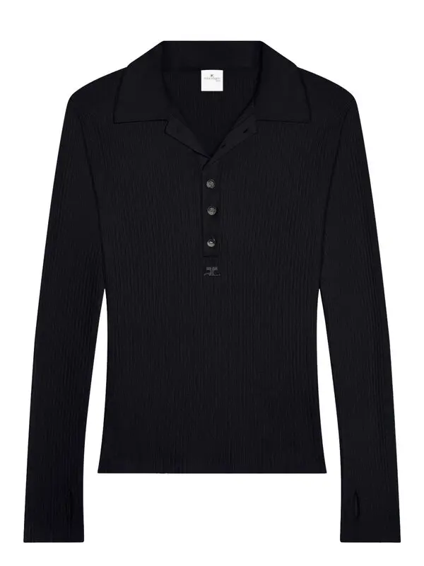 COURREGES Cotton-wool Blend Polo Shirt - Black