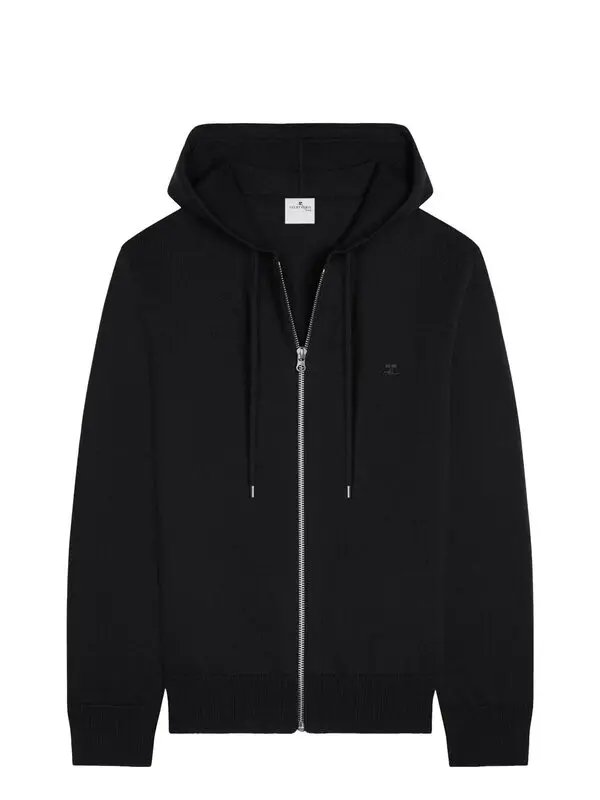 COURREGES Zipped Wool Hoodie - Black
