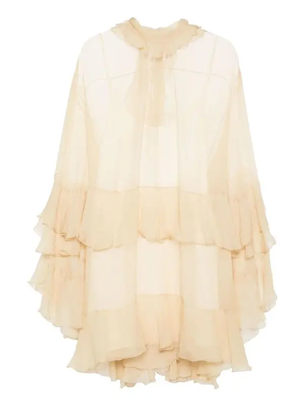 Chloé Ruffled Mini Dress - Neutrals