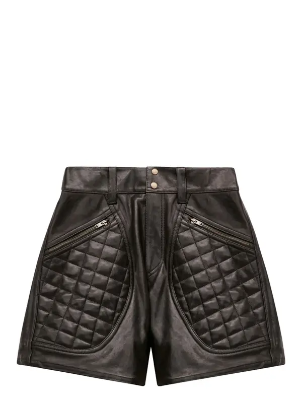 Isabel Marant Candice Leather Shorts - Black
