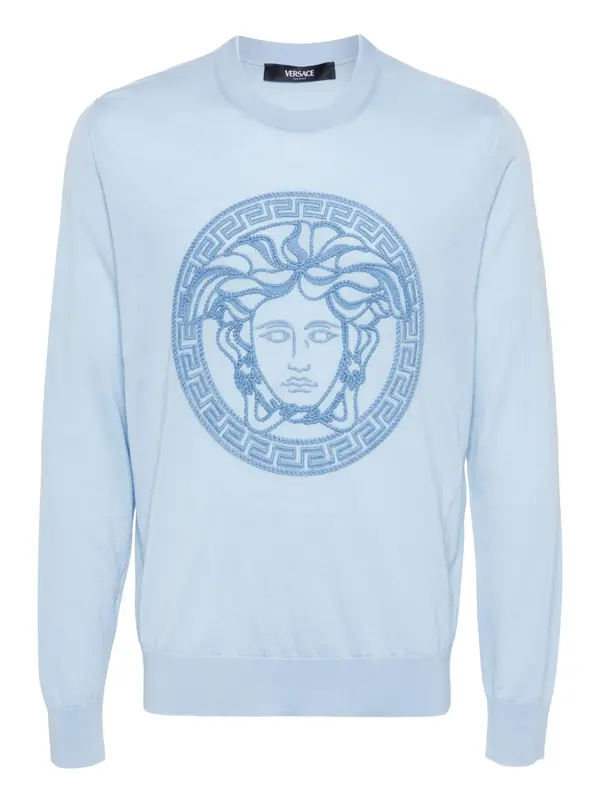 Versace Medusa-embroidered Sweater - Blue