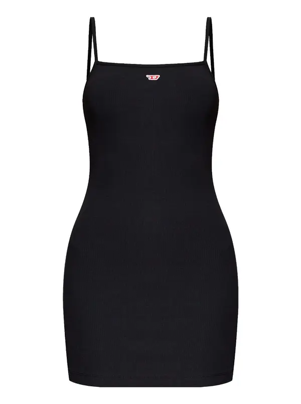 Diesel D-hopy-d Mini Dress With Logo Appliqu - Black