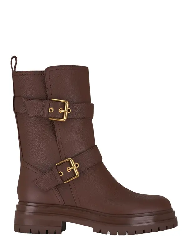 GIANVITO ROSSI Leather Biker Boots - Brown