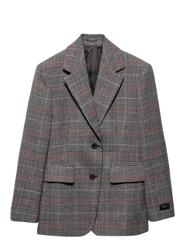 Prada Prince Of Wales Checked Wool Blazer - Brown