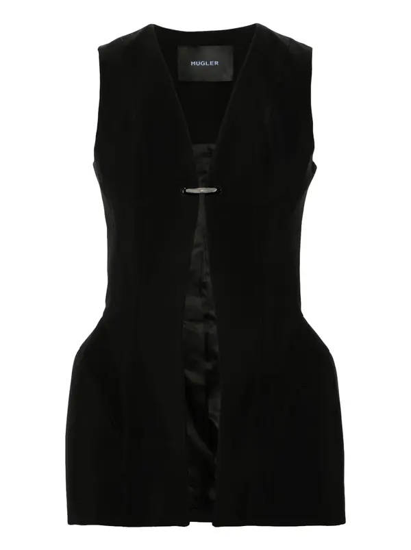 MUGLER Corseted Pierced Vest - Black