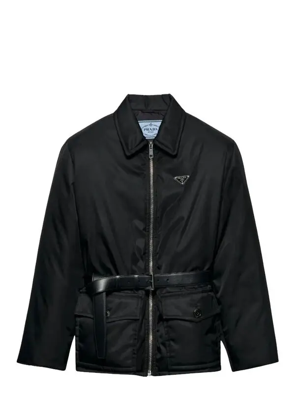 Prada Triangle Logo Goose Down Jacket - Black