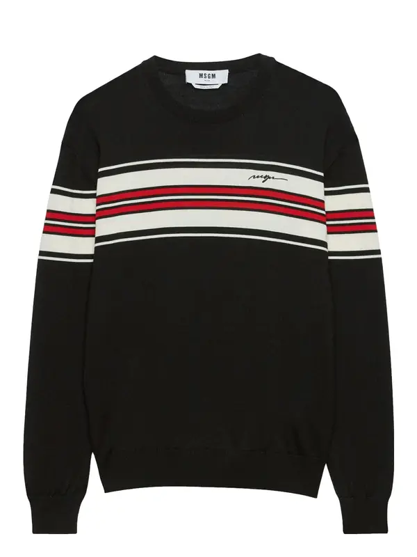 MSGM Chest Stripe Jumper - Black