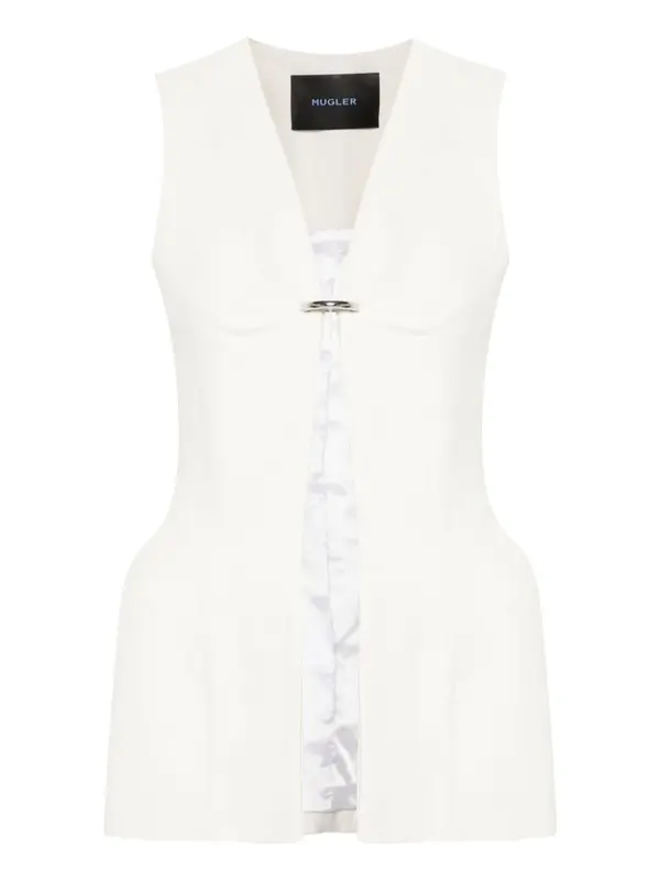 MUGLER Corseted Pierced Vest - White