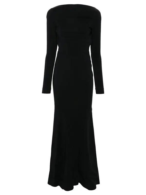 MUGLER Backless Crepe Gown - Black