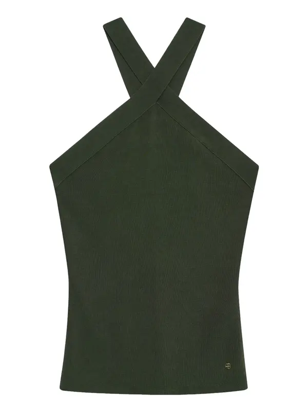 ANINE BING Brea Knitted Halter Top - Green