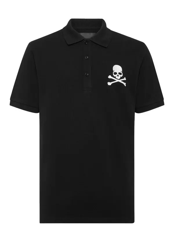 Philipp Plein Skull-embroidered Cotton Polo Shirt - Black