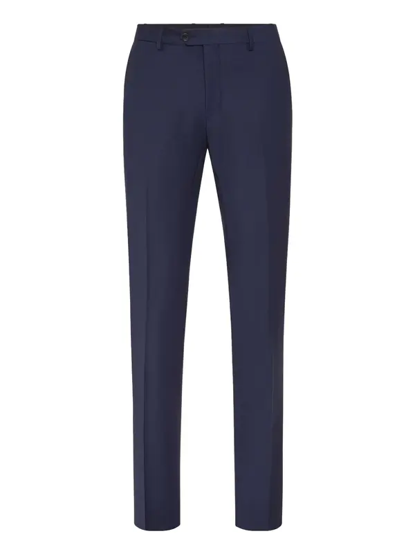 Philipp Plein Straight-leg Wool-blend Trousers - Blue