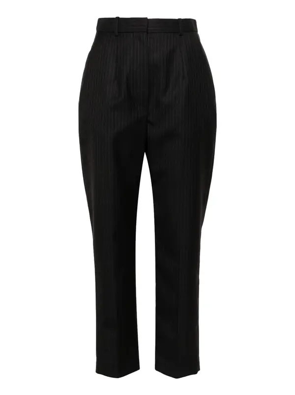 Alexander McQueen Pinstriped Wool Trousers - Grey