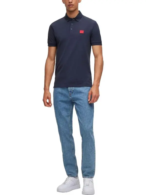 Hugo Logo-patch Cotton Piqué Polo Shirt - Blue