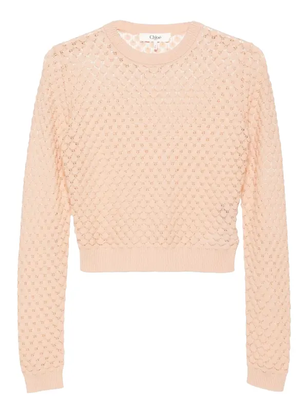Chloé Cropped Pointelle-knit Jumper - Neutrals