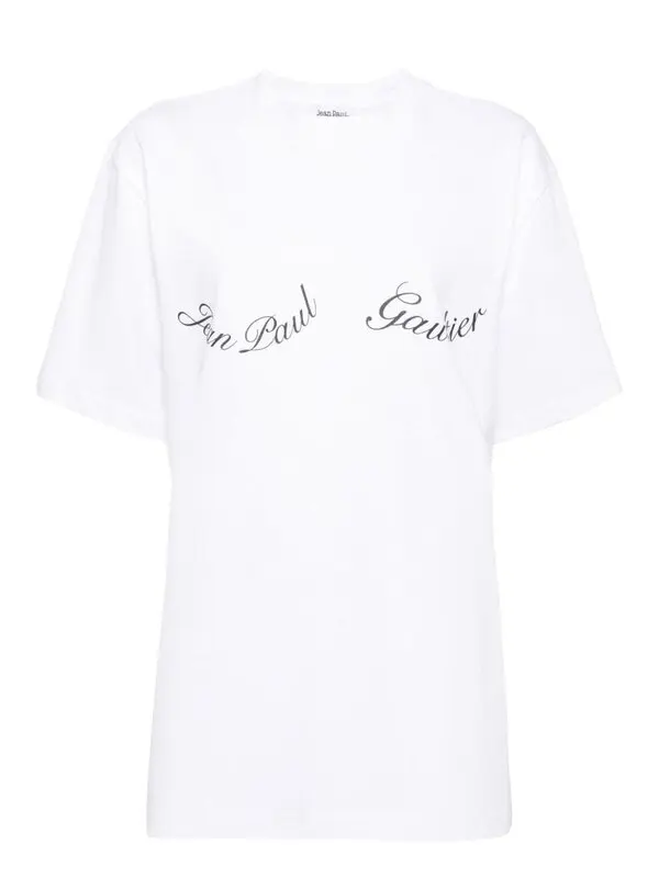 JEAN PAUL GAULTIER Logo-lettering Cotton T-shirt - White