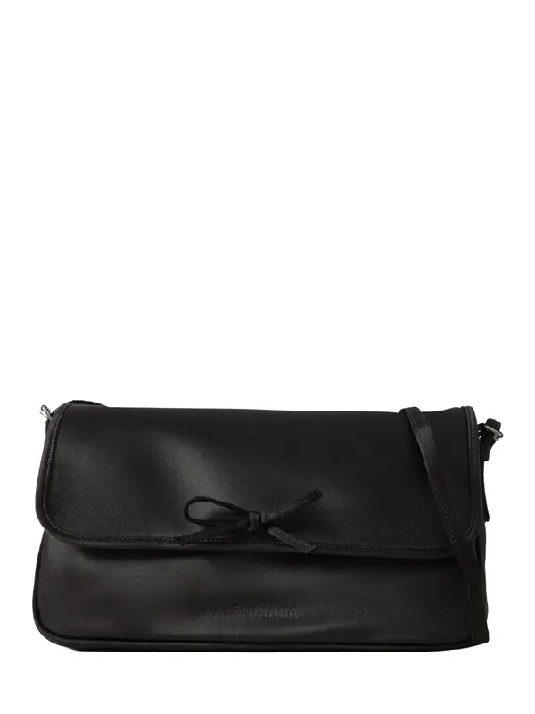 Balenciaga Leopolda Satin Shoulder Bag With Bow Detail - Black