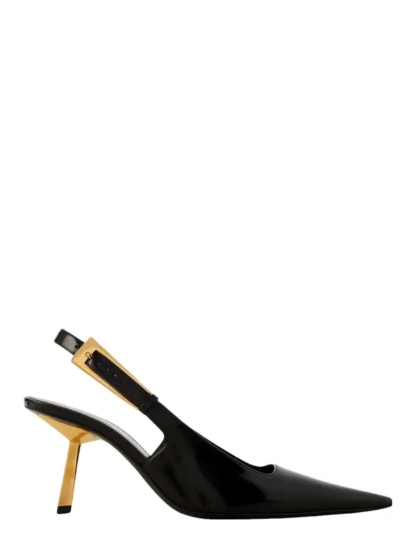 Saint Laurent Lee Leather Slingback Pumps - Black