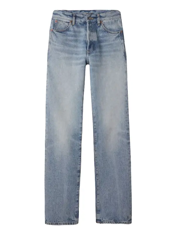 Saint Laurent Nico Distressed Straight-leg Jeans - Blue