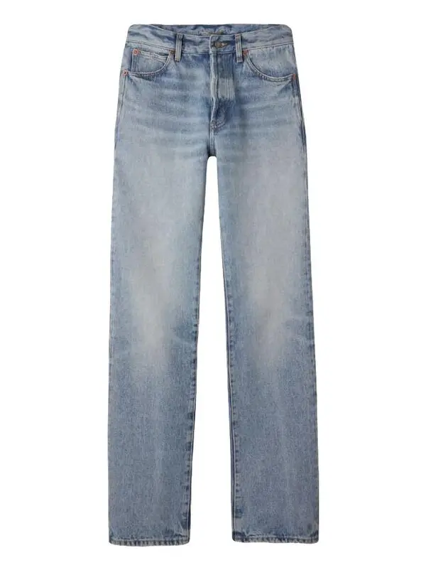 Saint Laurent Nico Distressed Straight-leg Jeans - Blue