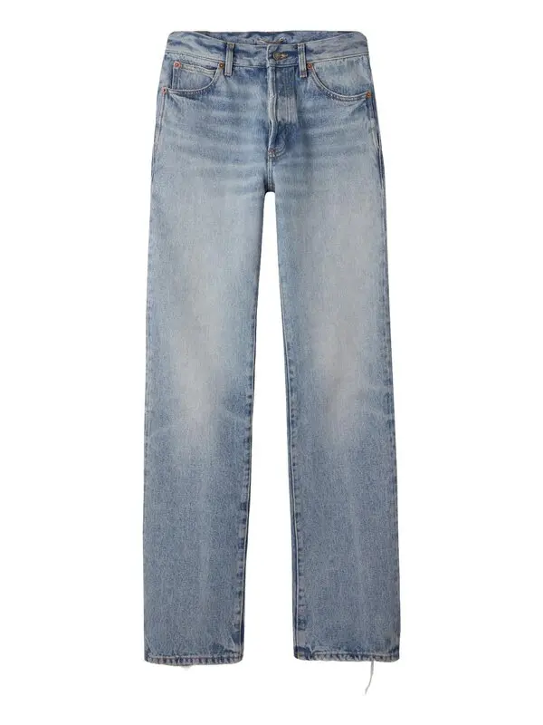 Saint Laurent Nico Distressed Straight-leg Jeans - Blue