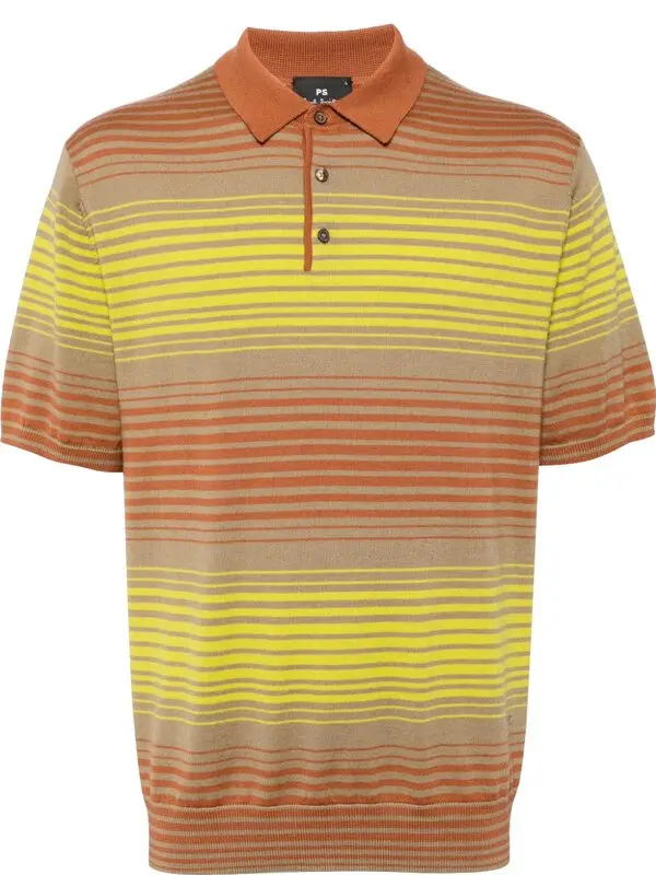 Paul Smith Striped Merino Wool Polo Shirt - Orange