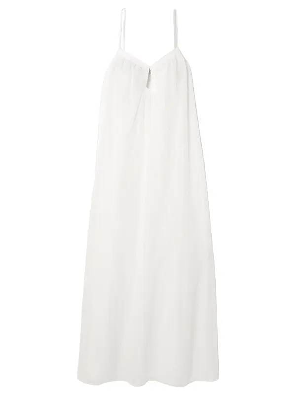 LA LIGNE Demeter Embroidered Cotton And Silk-blend Maxi Dress - White
