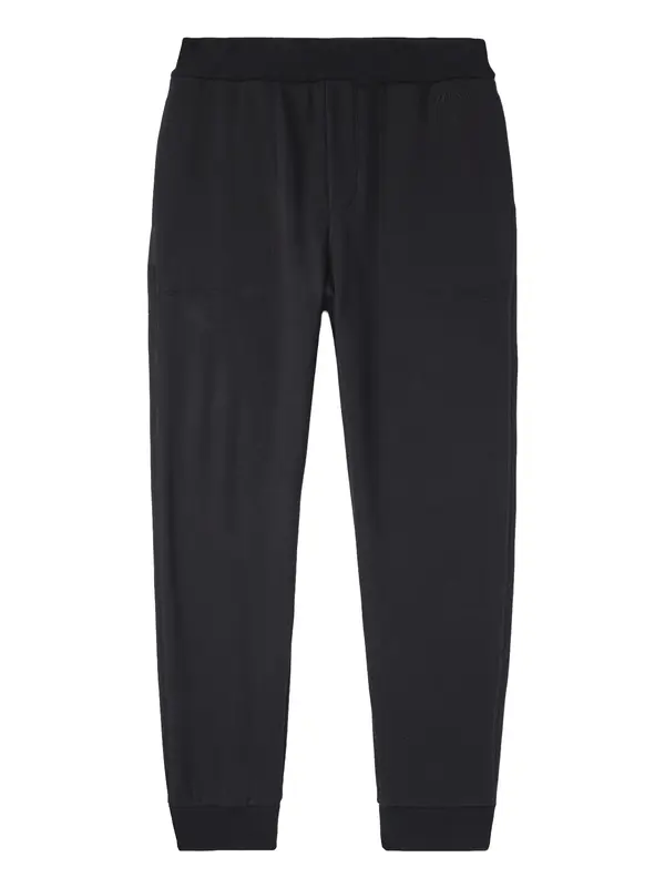 Zegna Tapered Logo-embroidered Cotton-blend Jersey Sweatpants - Black