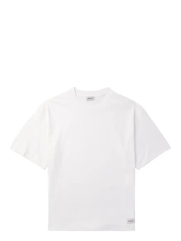 Saint Laurent Logo-appliquéd Cotton And Modal-blend Jersey T-shirt - White