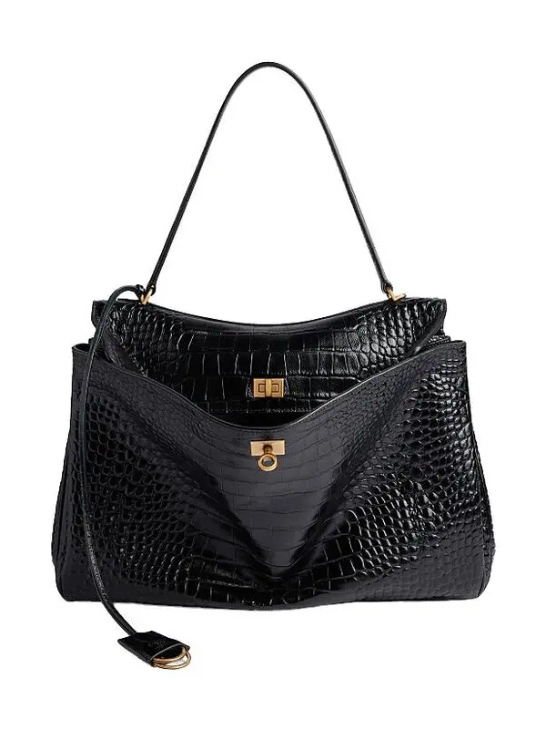 Balenciaga Rodeo Large Handbag - Black Croc