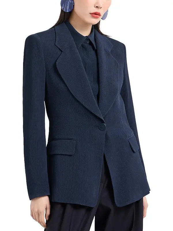 Emporio Armani Notched Lapel Blazer - Dark Navy