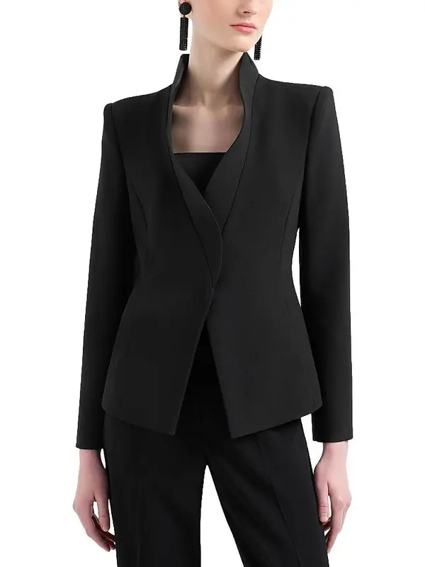Emporio Armani Ruffled Blazer - Black