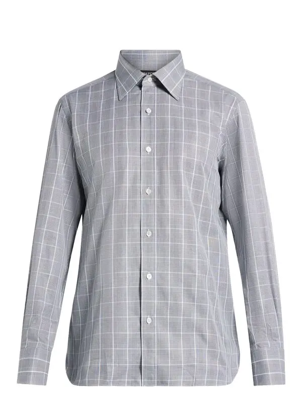 TOM FORD Check-print Cotton Shirt - Grey