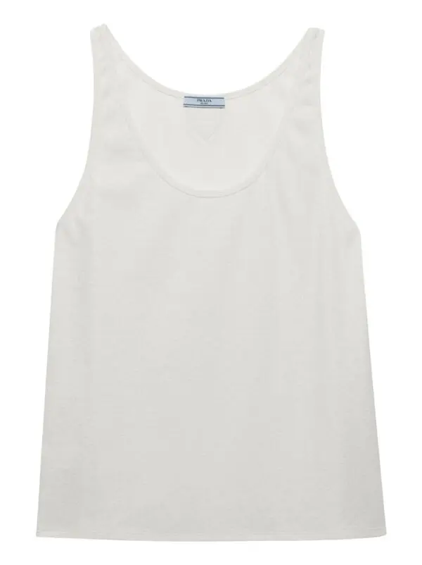 Prada Ribbed Knit Tank Top - Neutrals