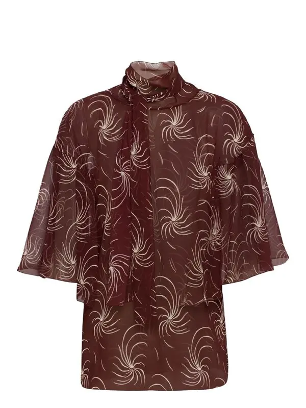 Prada Pussy Bow Georgette Blouse - Red
