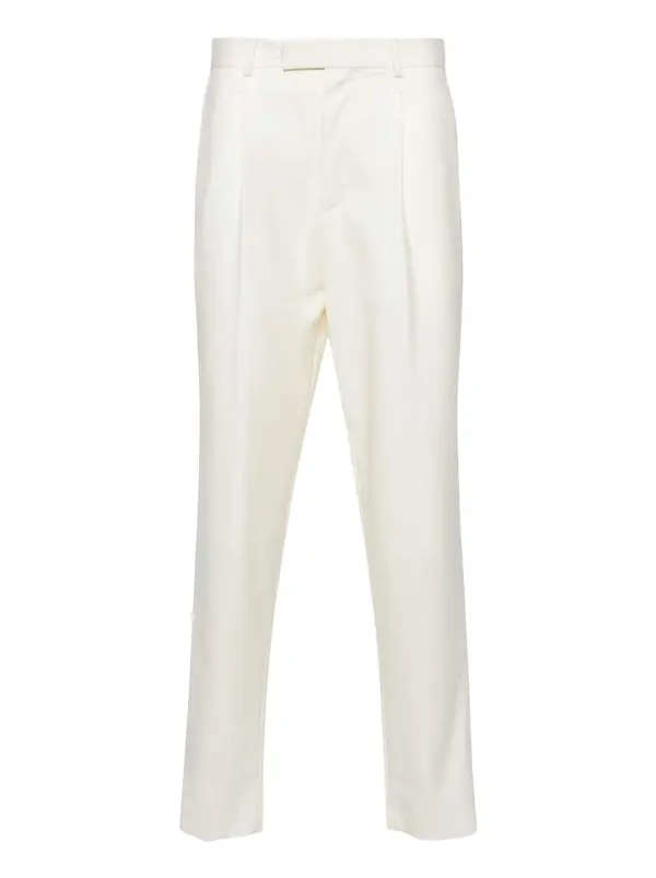 Zegna Tapered Twill Trousers - Neutrals