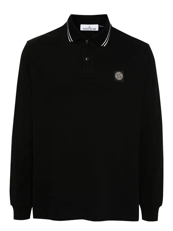 Stone Island Logo-patch Polo Shirt - Black