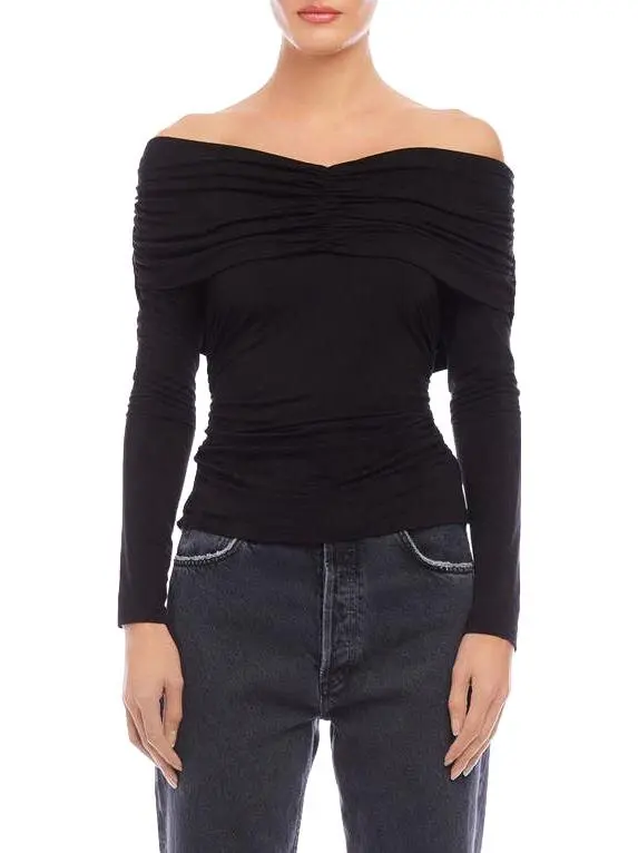 Fifteen Twenty Bella Ruched Off The Shoulder Top - Black