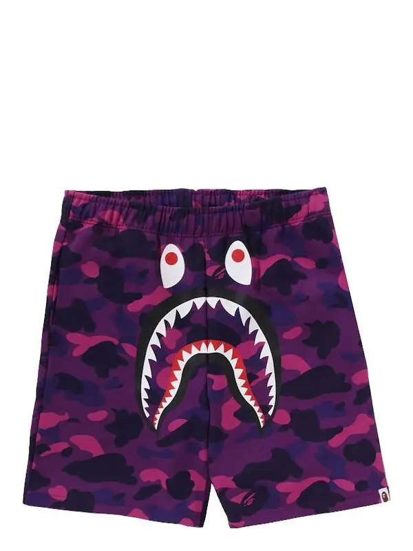 BAPE Camo Shark Sweat Shorts - Purple