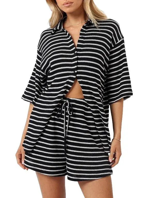PETAL & PUP Linnea Stripe Knit Set - Black White