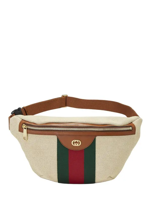 Gucci Woven Vintage Web Belt Bag - Beige