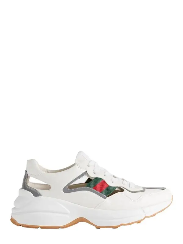Gucci Rython Cut Out Sneakers - White/silver/red
