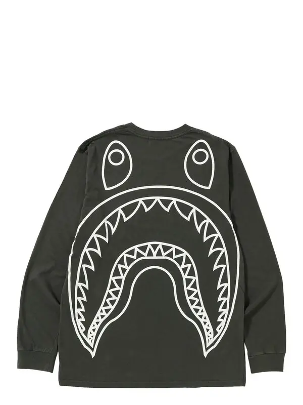 A BATHING APE Big Shark Vintage Long Sleeve Tee Shirt - Black