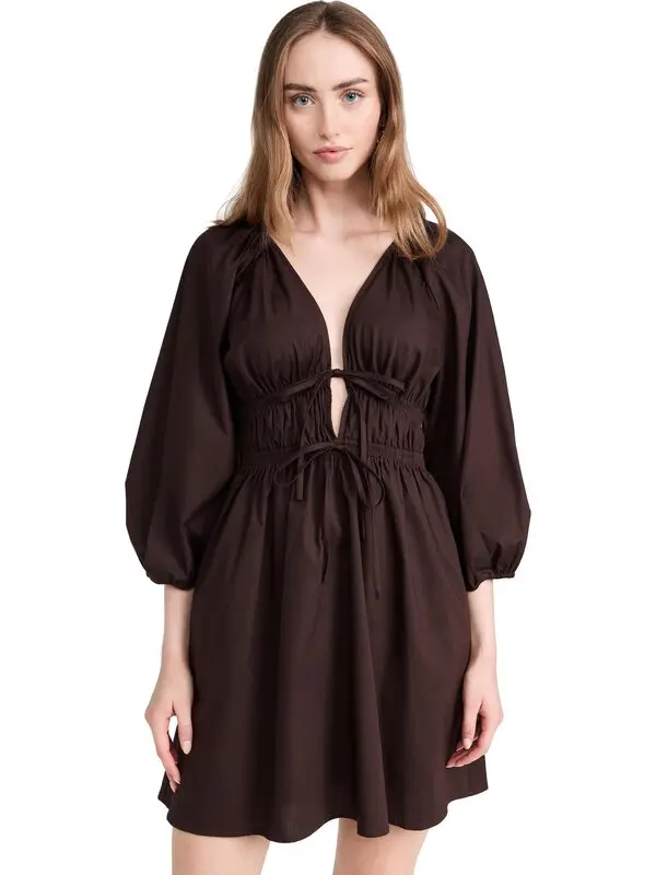 WAYF Leighton Mini Dress - Espresso