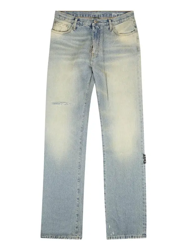 Off-White Distressed Straight Leg Jeans - Blue