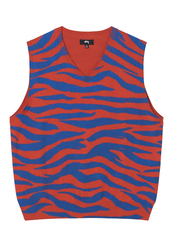 StÜssy Tiger Printed Sweater Vest - Red
