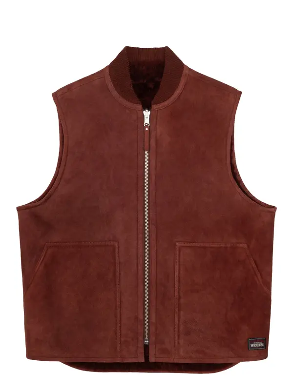 StÜssy Reversible Shearling Vest - Red