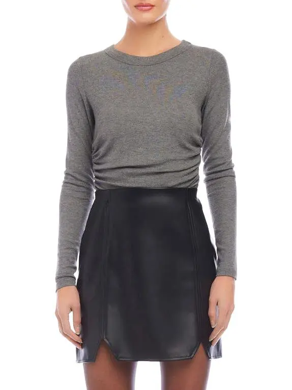 Fifteen Twenty Side Shirred Rib Top - Charcoal