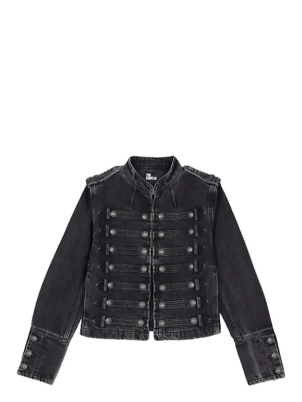 The Kooples Button-embellished Denim Jacket - Black Washed